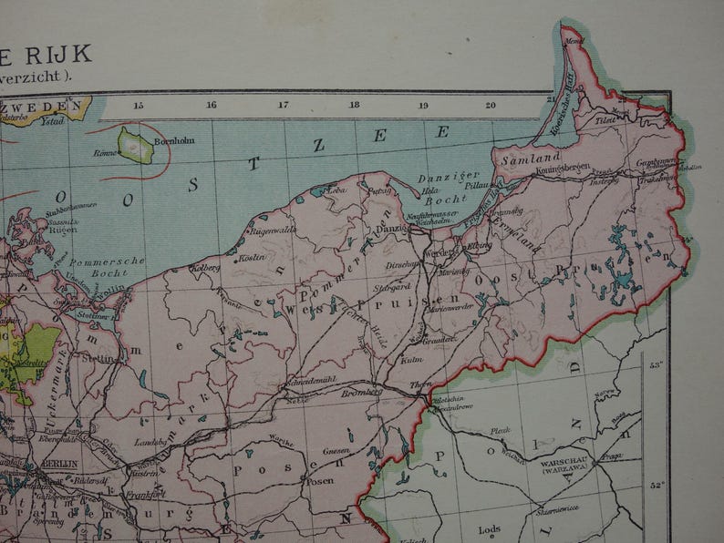 GERMANY Old Map of Germany 1907 Antique Detailed Map German Empire ...