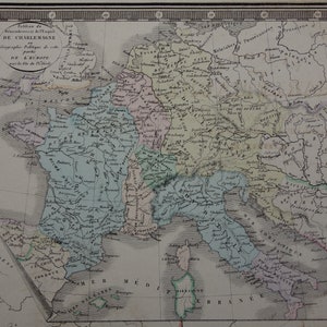 Europe Antique History Map Large 145 Years Old Print Continent in 8th ...