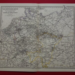1881 Antique Railway Highway Map of Germany Poland Holland Old Vintage ...