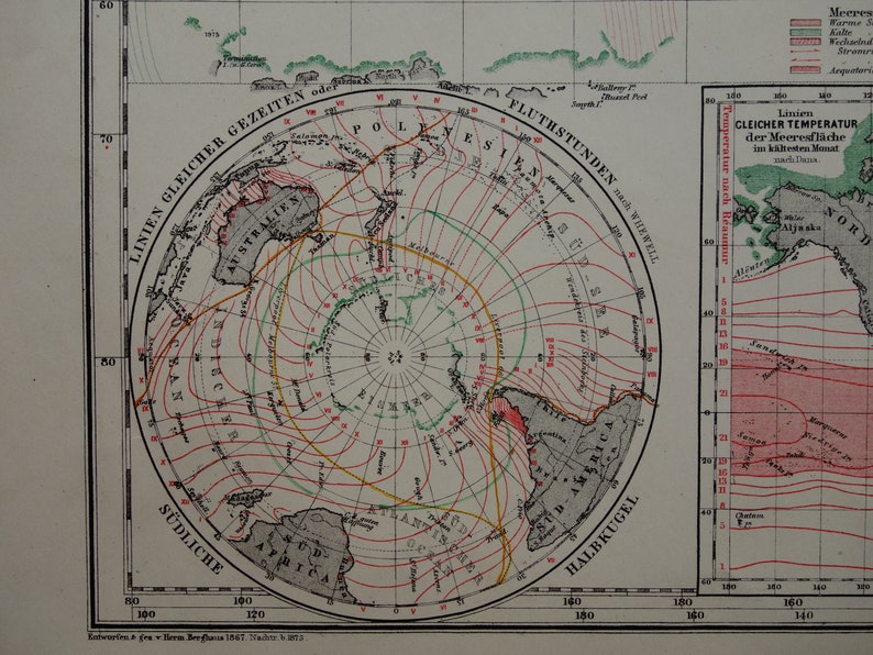 WORLD MAP antique worldmap Beautiful original 1875 transport | Etsy