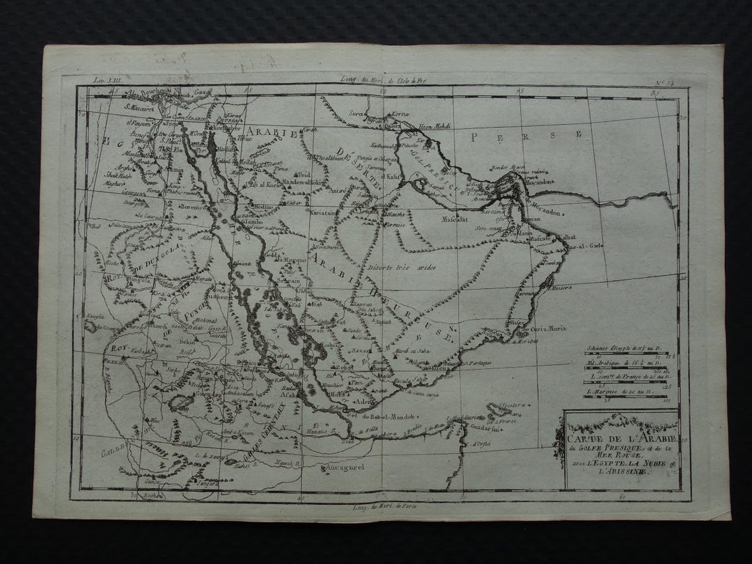 Old Map of Saudi Arabia 1780 Original Vintage Print About Oman Aden ...