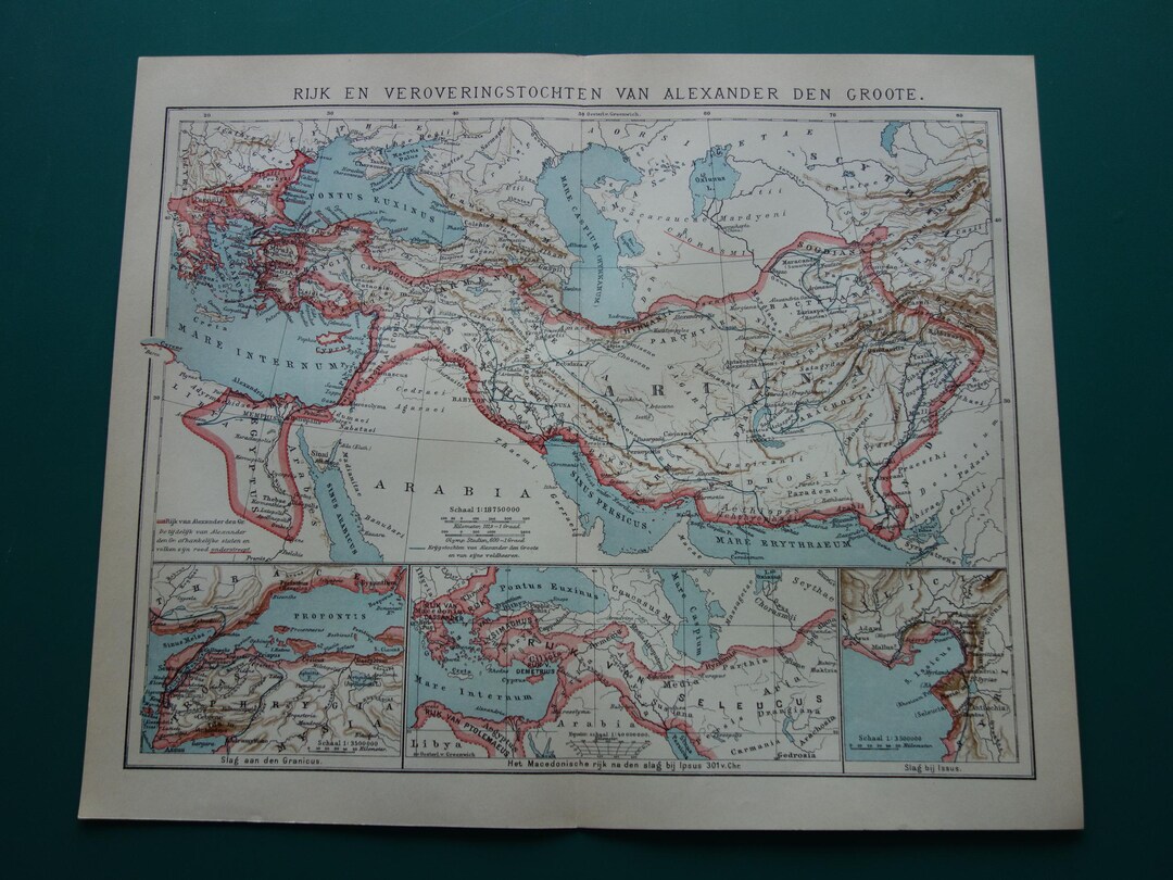 Antique History Print About the Empire of Alexander the Great and Its ...