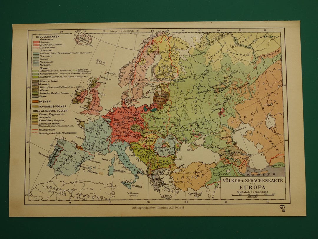Old Language Map of Europe - Vintage Linguistics and Ethnology ...