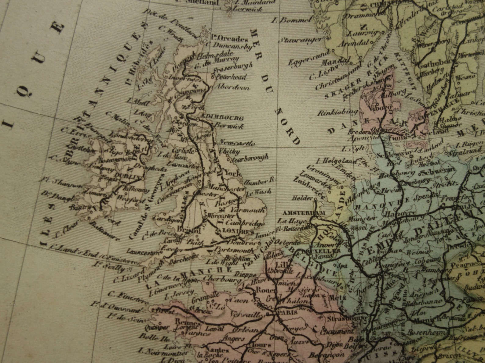 EUROPE Vintage Map of Europe Hand-colored 1883 Original Antique Poster ...