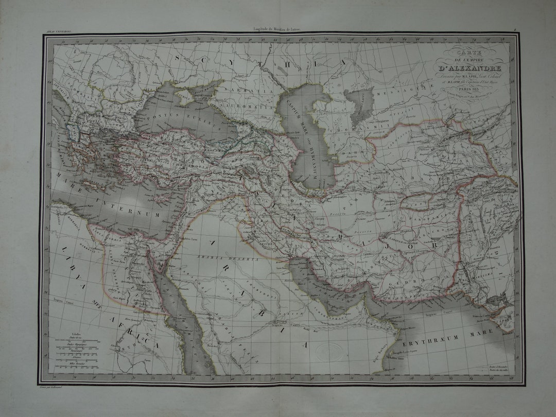 1833 Antique Map of Alexander the Great Macedonian Empire LARGE ...