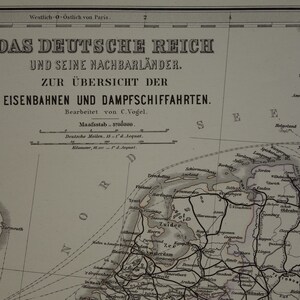 1878 Antique Railway Highway Map of Germany Poland Holland Old Vintage ...