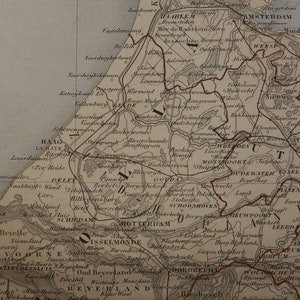 HOLLAND Old Map of the Netherlands and Belgium LARGE 1880 Original ...