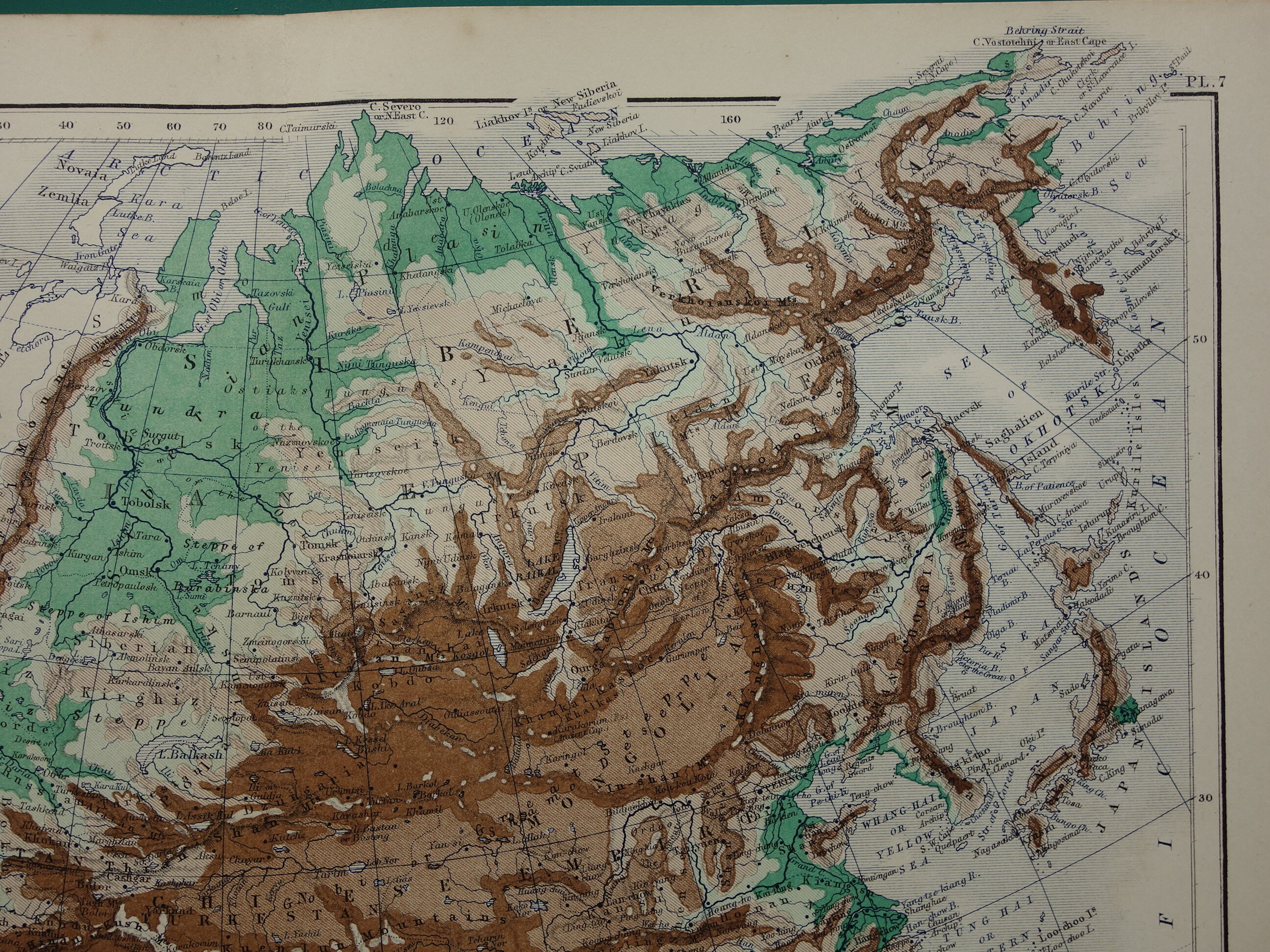 ASIA Antique Map of Asia Old English Print About Asian Continent ...