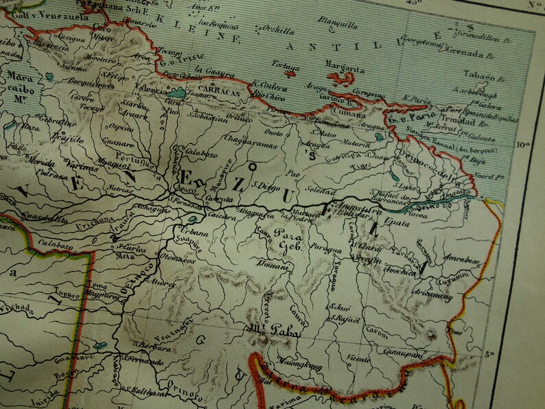 VENEZUELA Old Map of Venezuela and Colombia 1882 Original - Etsy