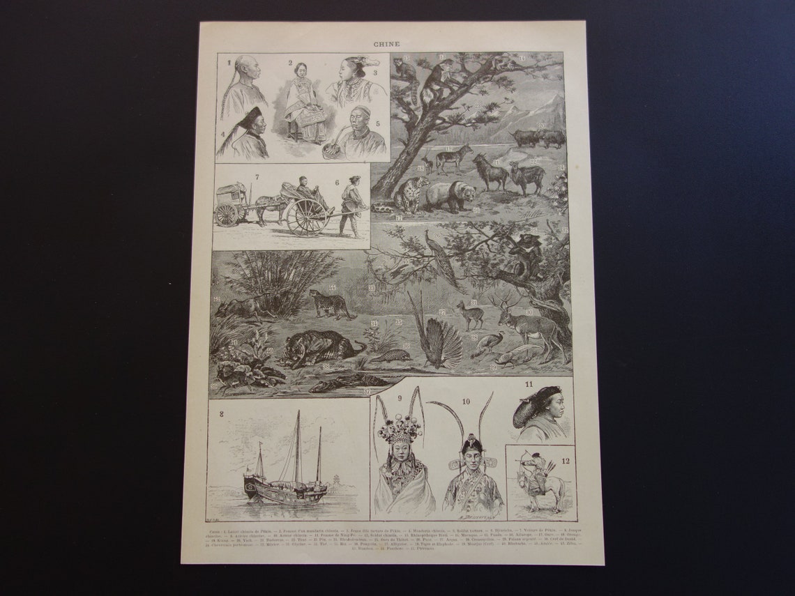 CHINA Old Map of China Original 1902 Antique French Print | Etsy