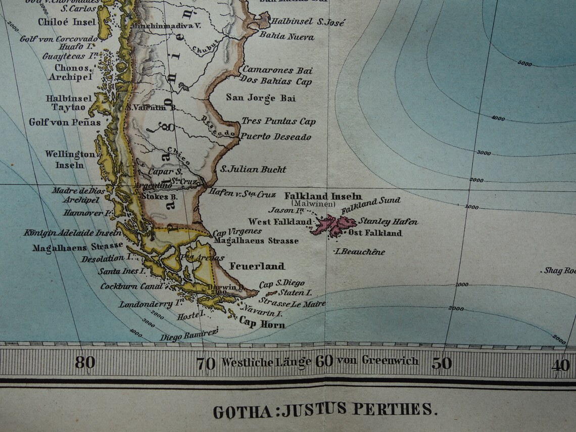 Antique Map of South America 1886 Original Hand-colored Maps of South ...