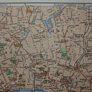 LONDON Old Map of London 1936 Original Vintage City Plan Westminster ...
