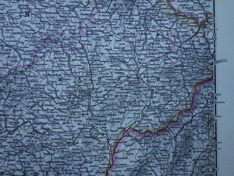 CZECHIA Old Map of Bohemia Moravia 1882 Large Original Antique Print ...