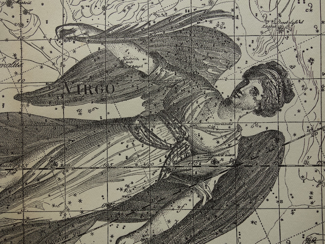 Antique astrology print old star chart vintage astronomy map poster of ...