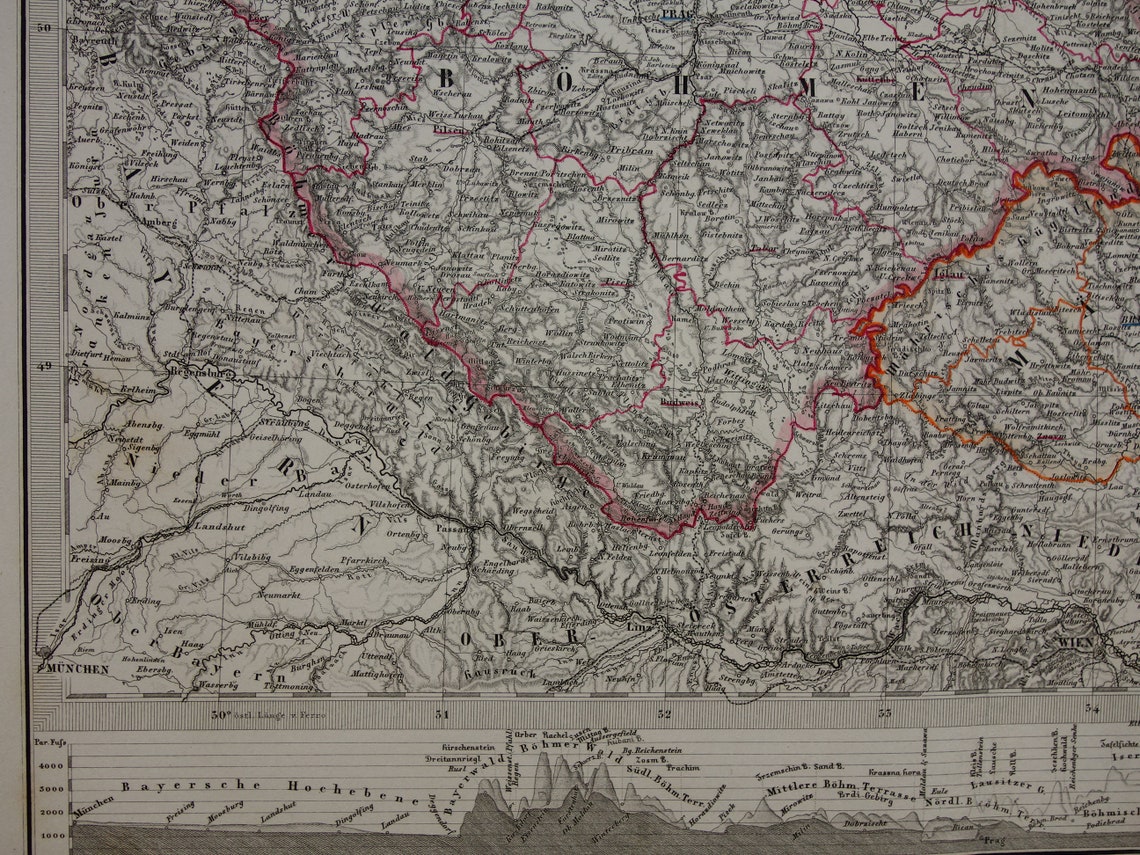 CZECHIA Antique Map of Czech Republic 1860 Original Old | Etsy