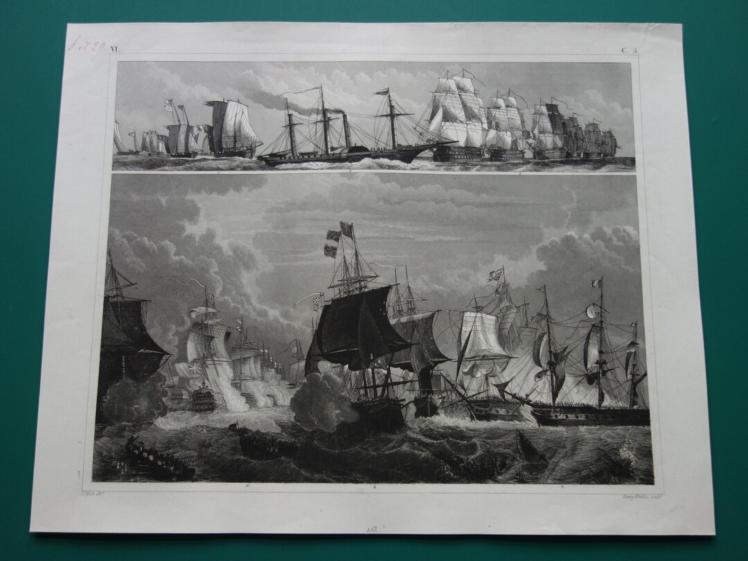 NAVI vecchia stampa di battaglia navale 1849 antica - Etsy Italia