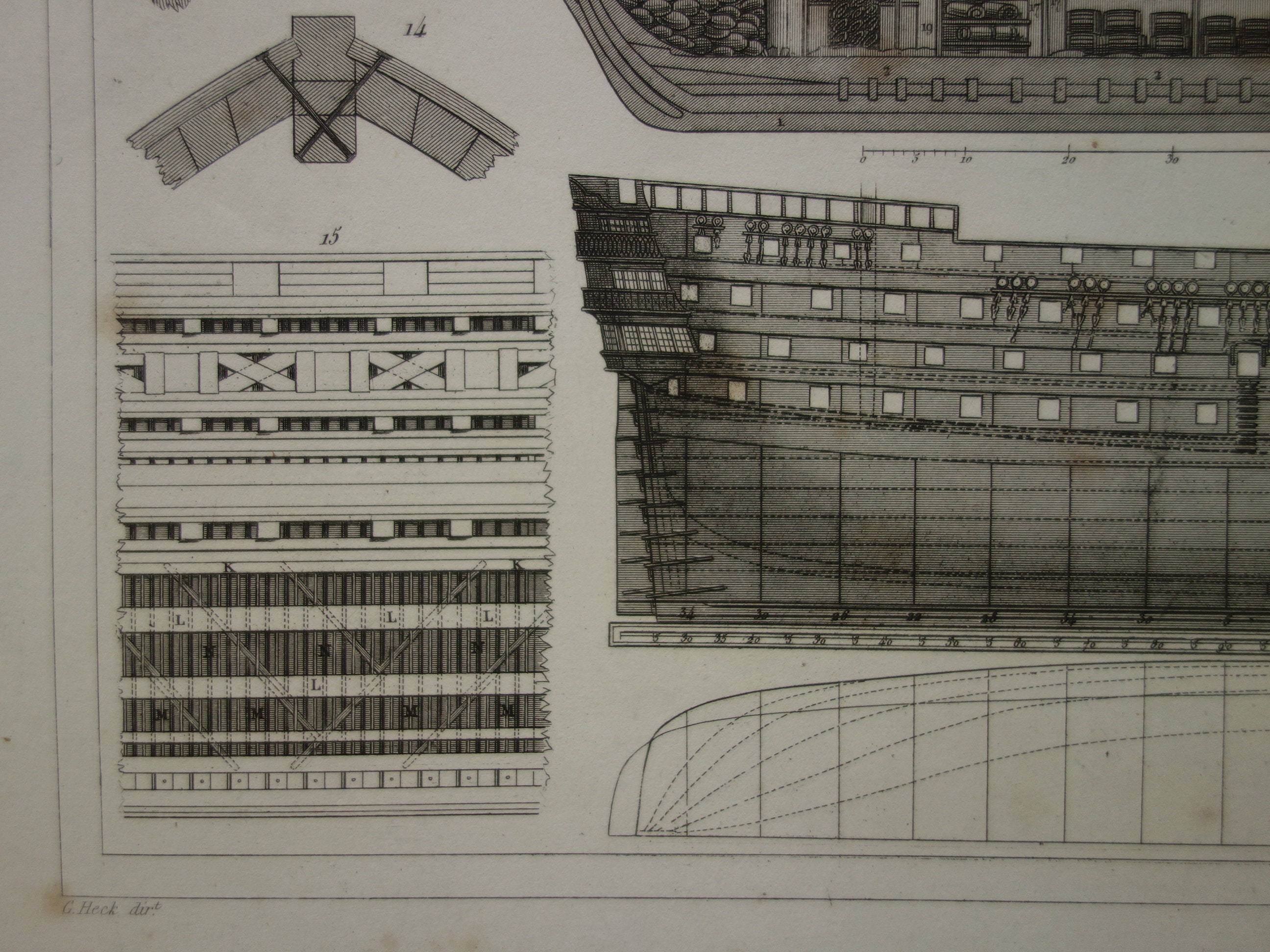 1849 SHIPS Old Print of Ship Design - Antique Maritime Poster Pictures ...