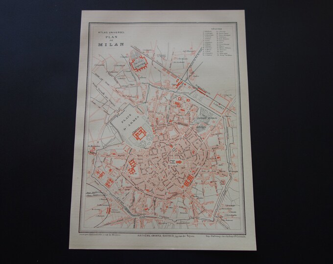 Old Map of Milan Italy 1877 Original Antique City Plan Milan - Etsy