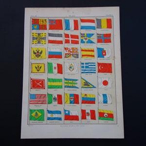 FLAGS Old Print of Flags 1879 Original Antique Flag Illustration ...