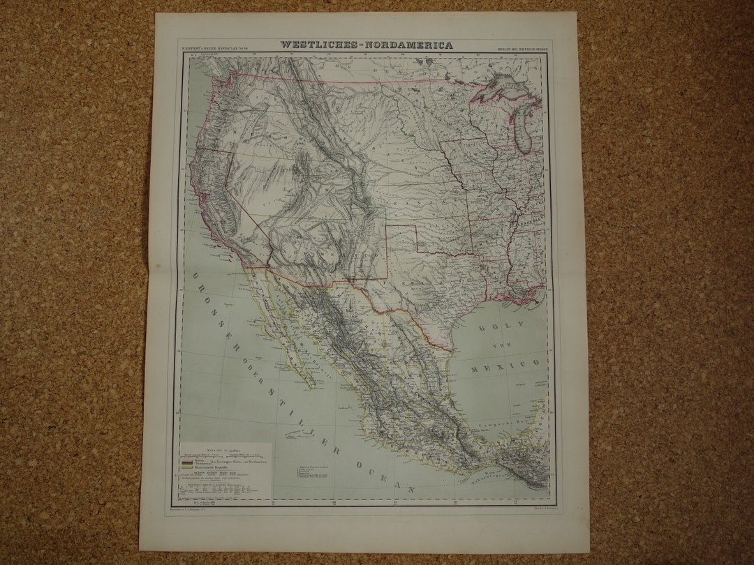 Old Map of West Coast USA in 1857 Original Antique Poster Arizona ...