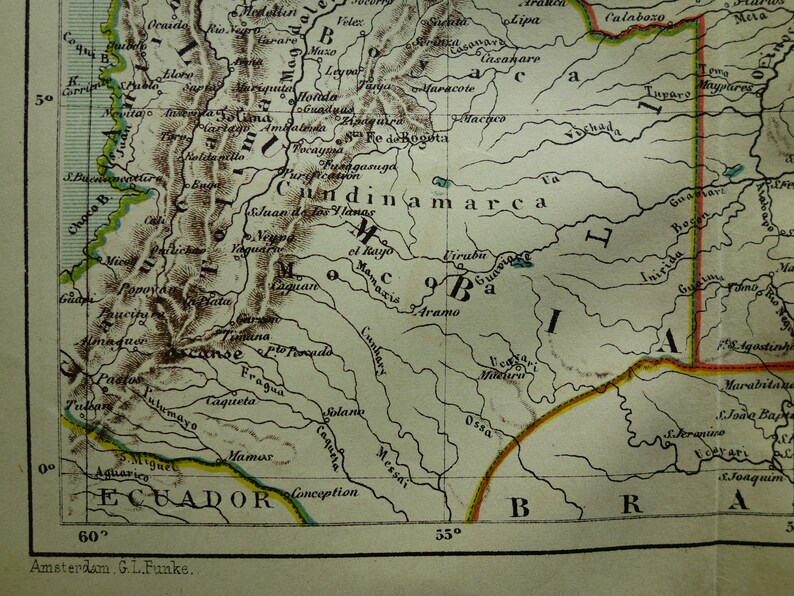 VENEZUELA Old Map of Venezuela and Colombia 1882 Original - Etsy