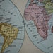 Old World Map 1902 Original Antique French Double Hemisphere Worldmap ...