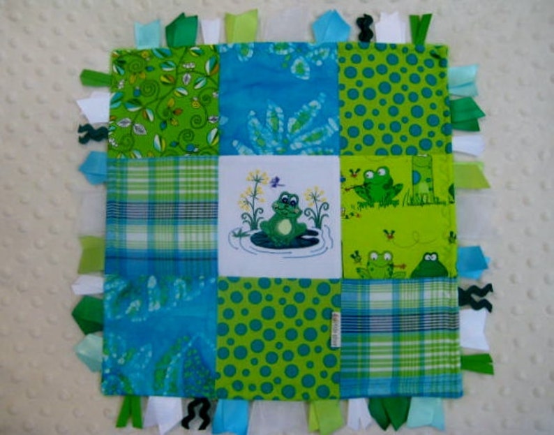 Frog Embroidered Patchwork Lovey With Matching Burp Cloth - Etsy