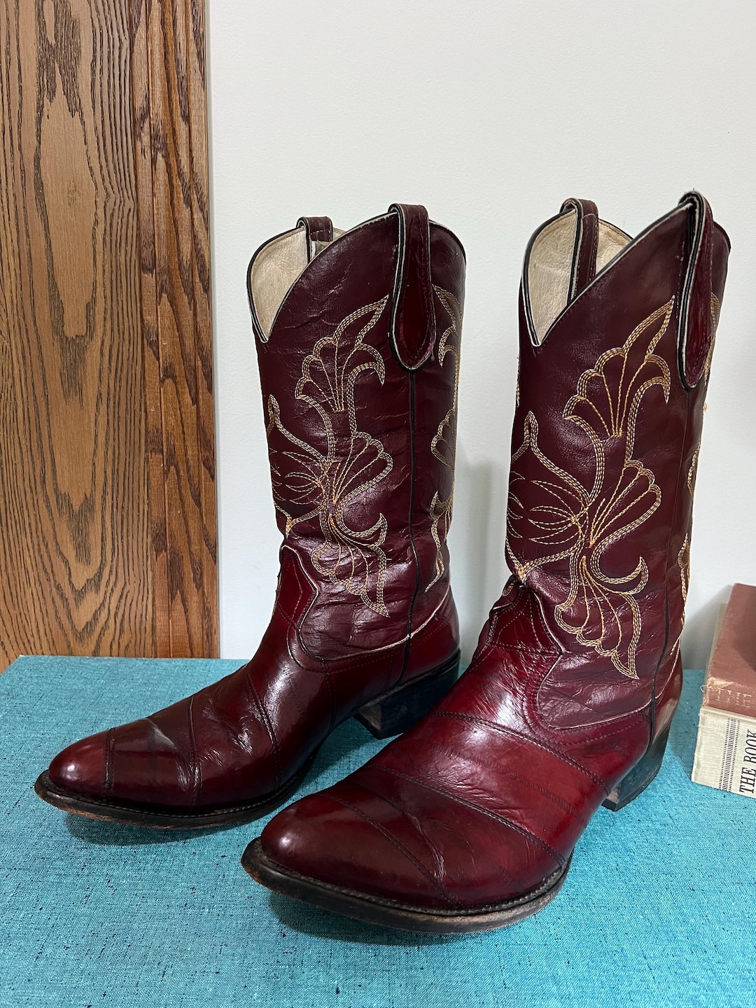 Eel Skin Cowboy Boots/men's Approx Size 12-12.5/rodeo/western Wear ...
