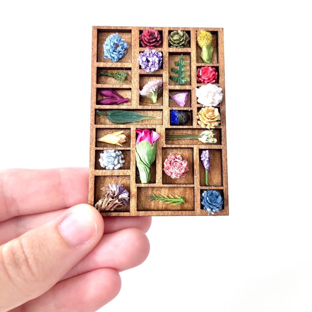 World's Tiniest Printer's Tray/ Tiny Flowers/ Miniature Printer's Tray ...