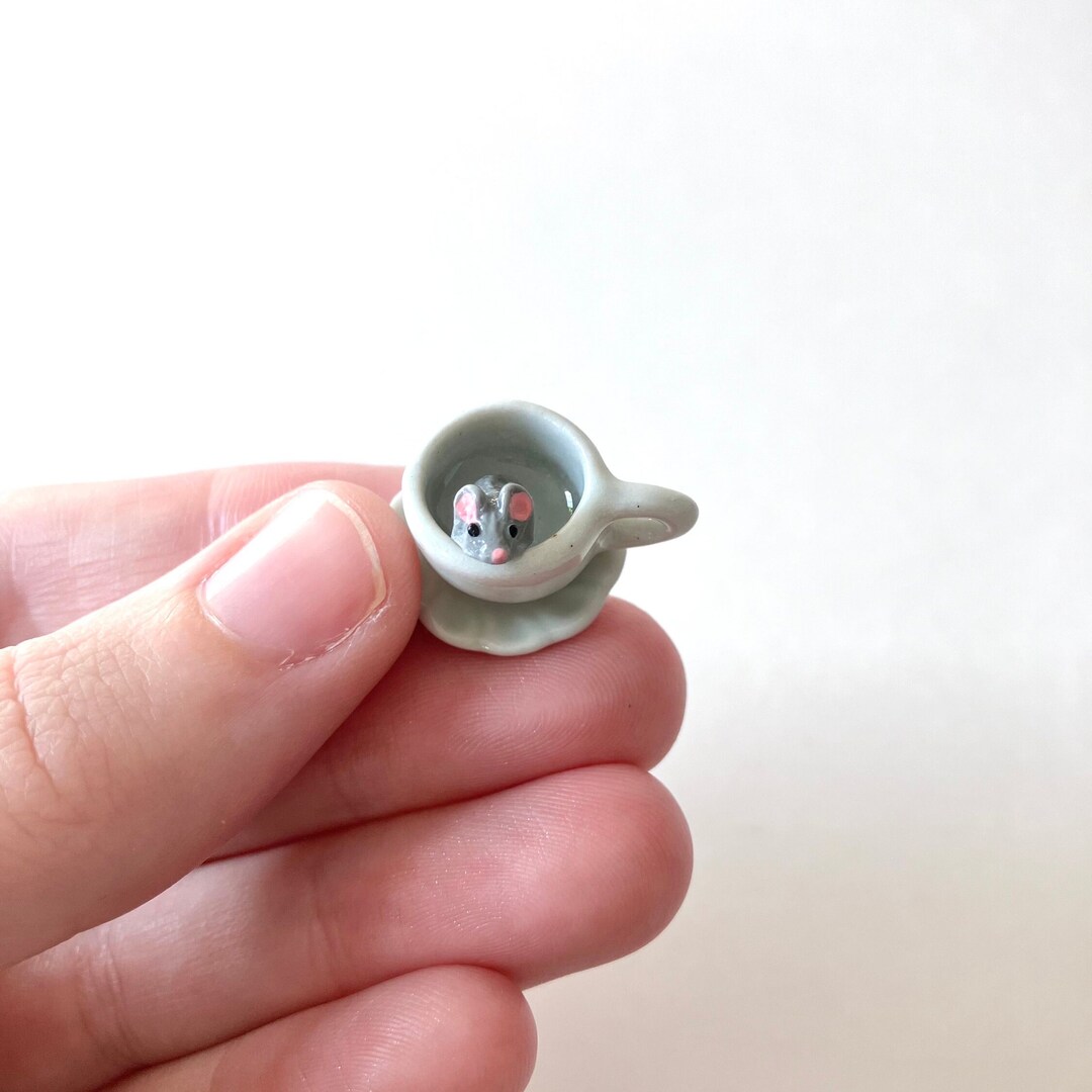 Mouse in a Mug/ Tiny Mouse/ World's Tiniest Mouse/ Miniature Teacup ...