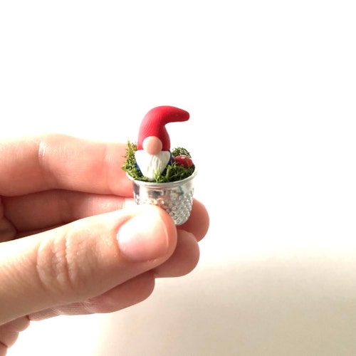Gnome in a Thimble/ Mini Gnome/ Tiny Gnome/ Miniature Gnome/ - Etsy