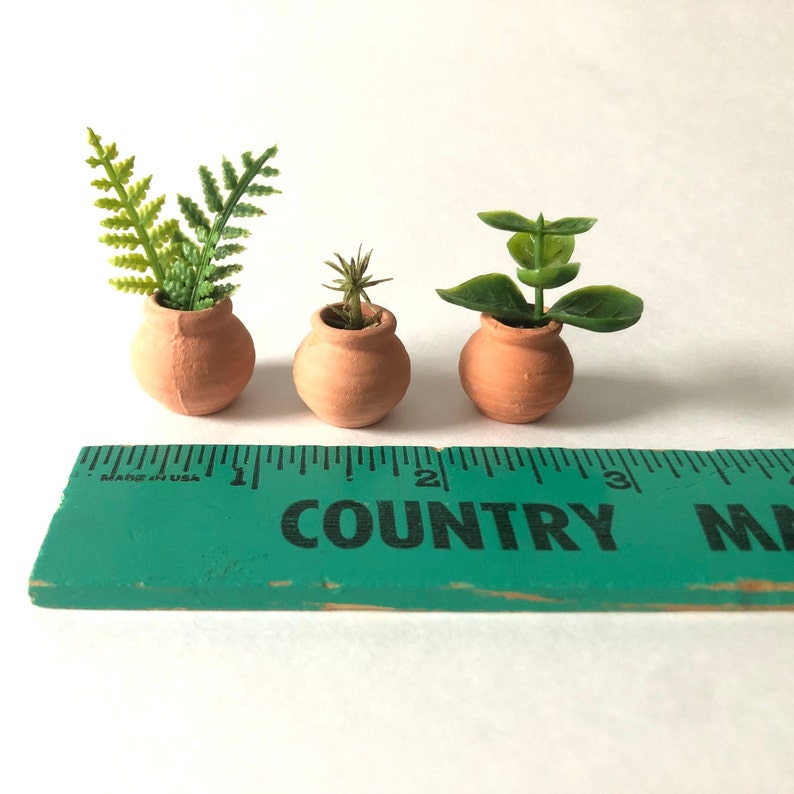 Miniature Plant Trio/ Tiny Plants/ Tiny Faux Plants/ Mini Plants ...