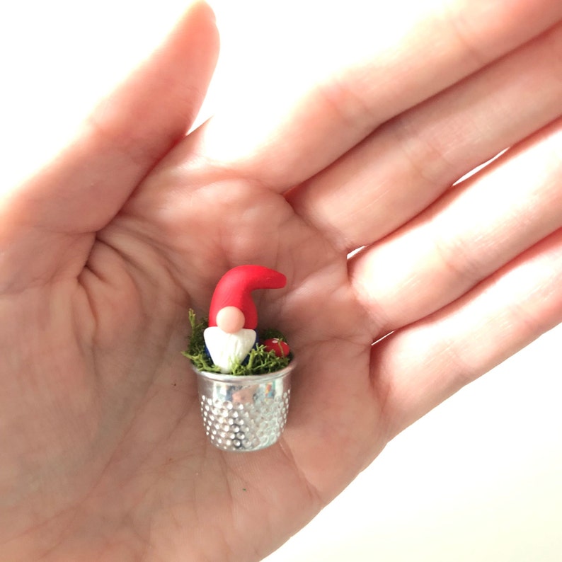 Gnome in a Thimble/ Mini Gnome/ Tiny Gnome/ Miniature Gnome/ - Etsy