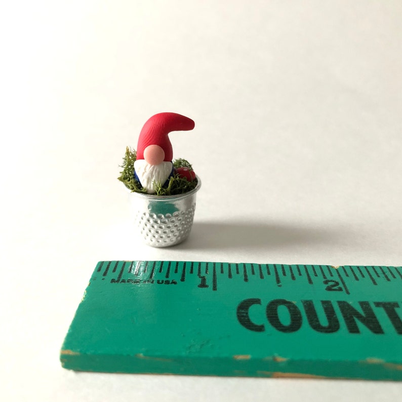 Gnome in a Thimble/ Mini Gnome/ Tiny Gnome/ Miniature Gnome/ - Etsy