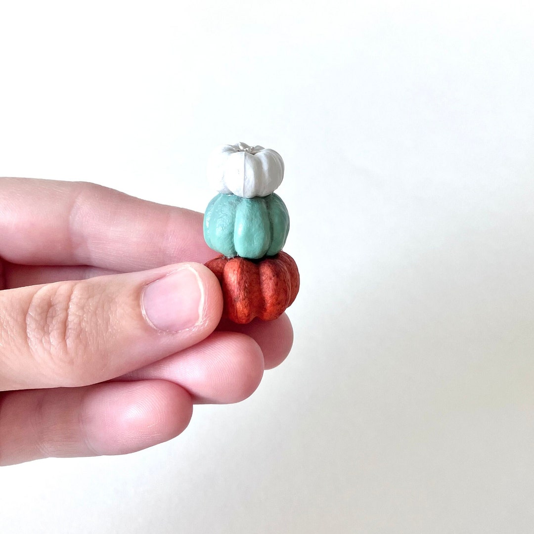 Miniature Pumpkin Stack/ Tiny Stack of Pumpkins/ Tiny Autumn/ Tiny Fall ...