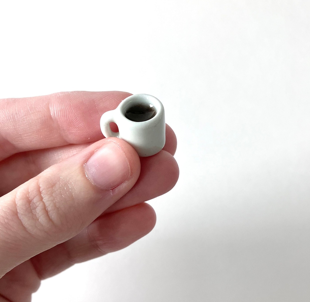 Tiny Coffee Mug With "coffee" Inside/ Miniature Mugs/ Miniature Coffee Mug/ Tiny Mug/ Dollhouse ...