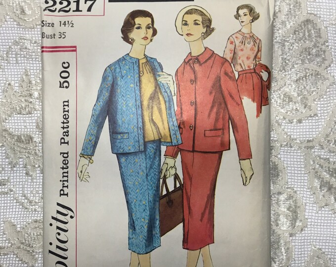 Vintage 60s Slenderette Three-piece Suit, Jacket, Skirt and Blouse ...