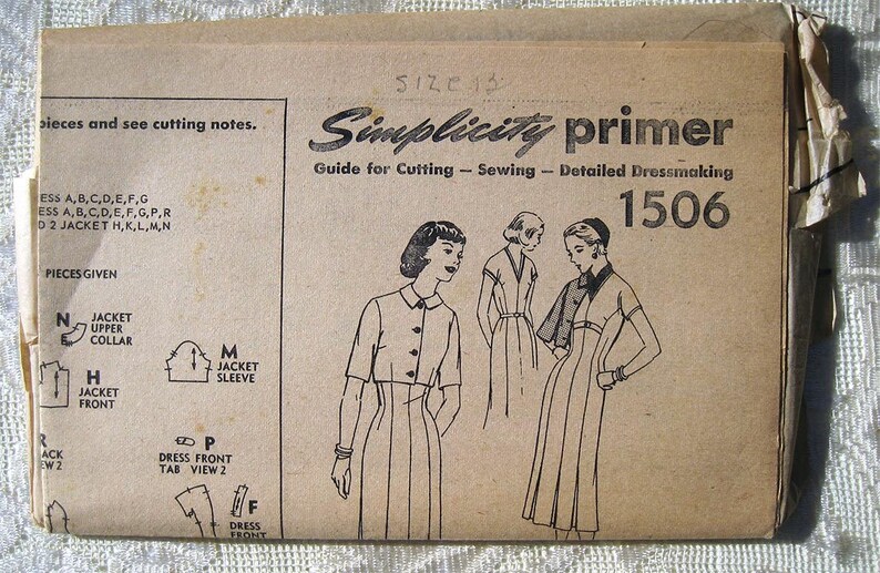 Vintage 50s One-piece Dress and Jacket. Simplicity 1506. - Etsy