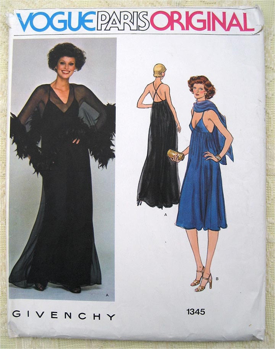 70s Givenchy Evening Dress and Capes Vogue Paris Original 1345. Size 14 ...