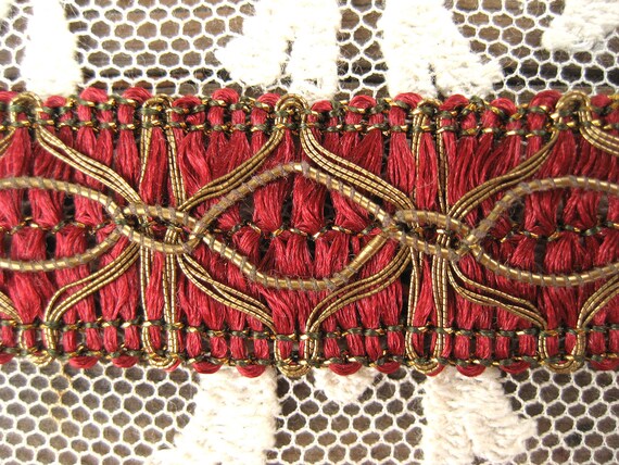 Antique Garnet & Metallic Bronze Thread Trim. 3/4 X | Etsy