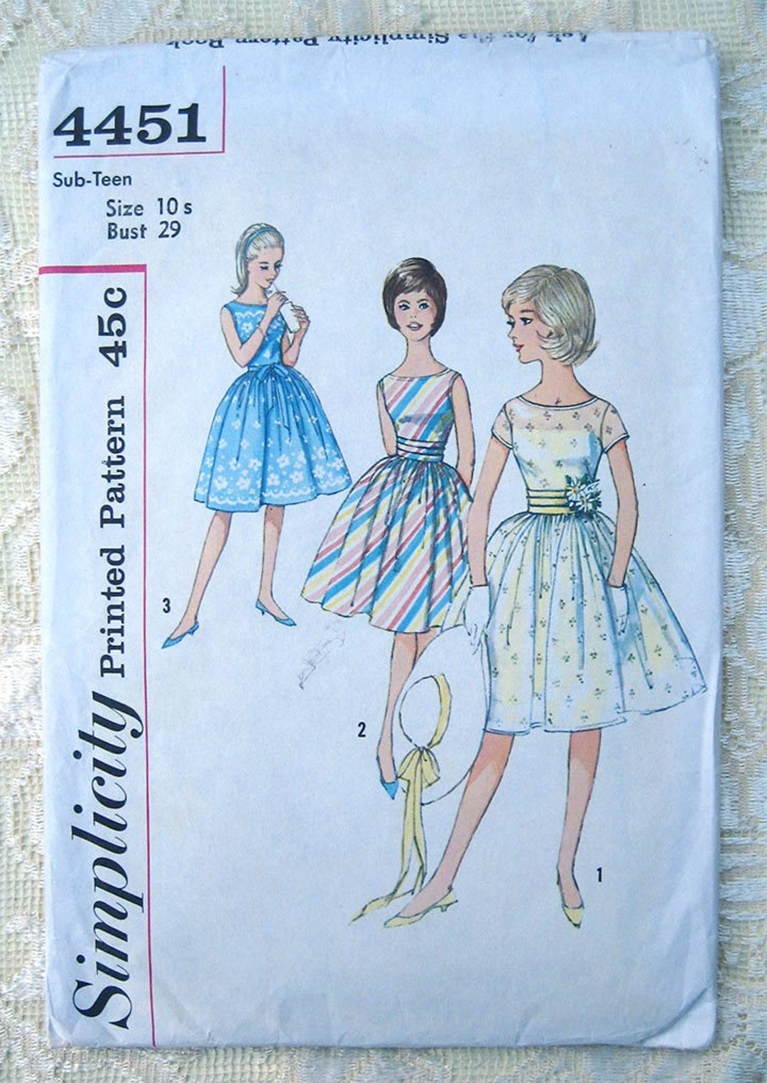 60s Teen Summer Dress W Cummerbund. Simplicity Sewing Pattern 4451 ...