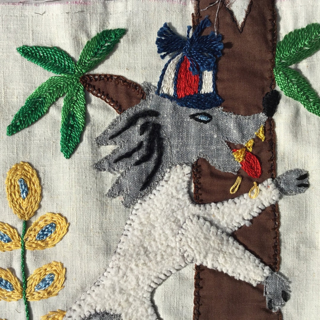 Vintage Handmade Embroidered Applique Wolf Quilt Block. 10 1/2 - Etsy