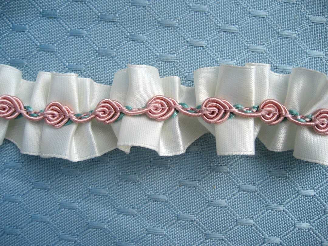 Vintage Ivory Satin Ruched Ribbon Trim With Corded Pink Roses. - Etsy