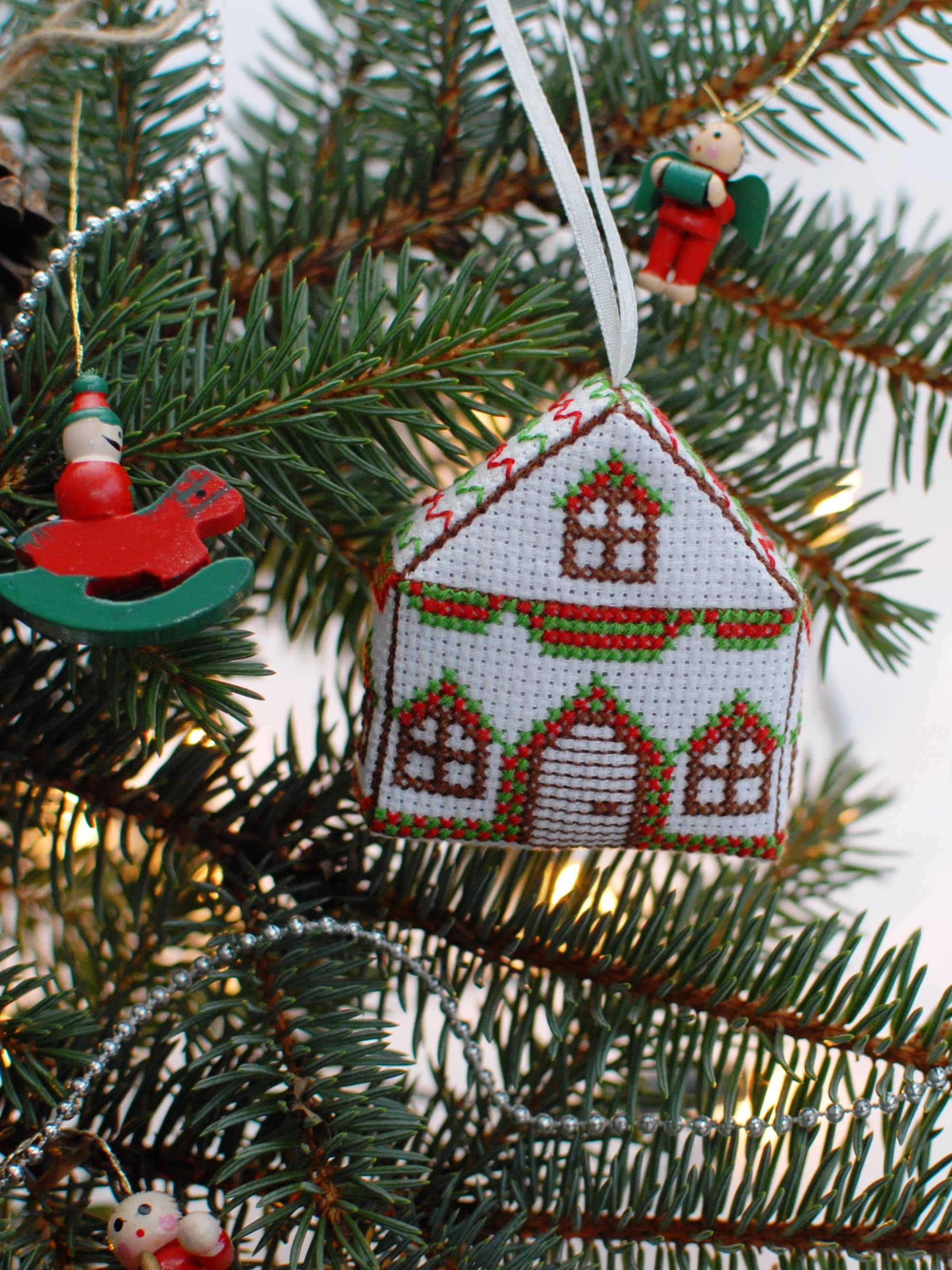 Cross Stitch Pattern Christmas House Ornament 3D Cross | Etsy