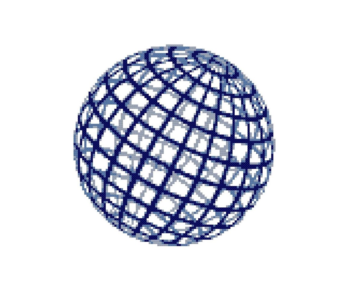 Modern Cross Stitch Pattern , Geometric , Globe , Sphere Cross Stitch ...