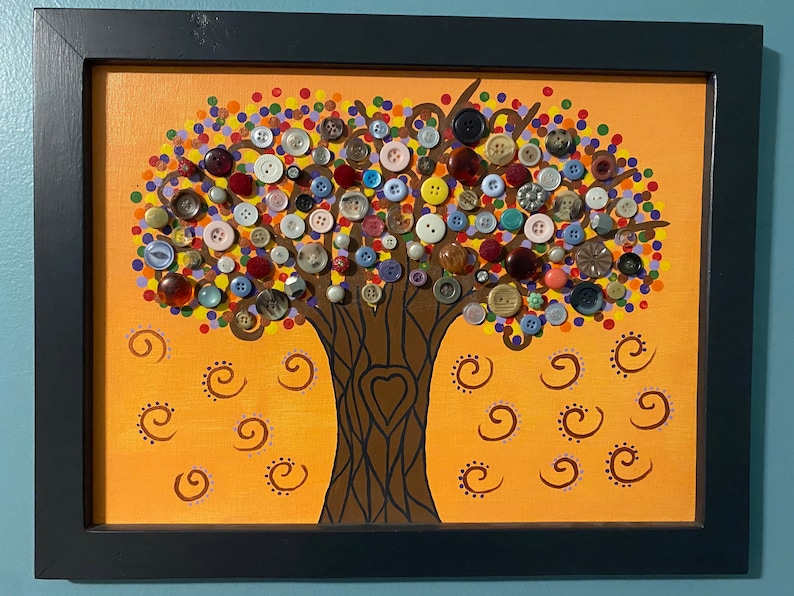 Framed Bohemian Farmhouse Style: Button Tree of Life Artwork - Etsy