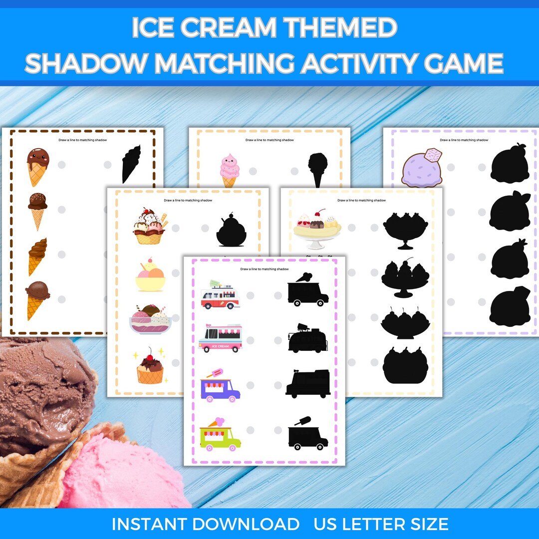 Ice Cream Shadow Matching Game, Printable Summer Activities, Ice Cream ...