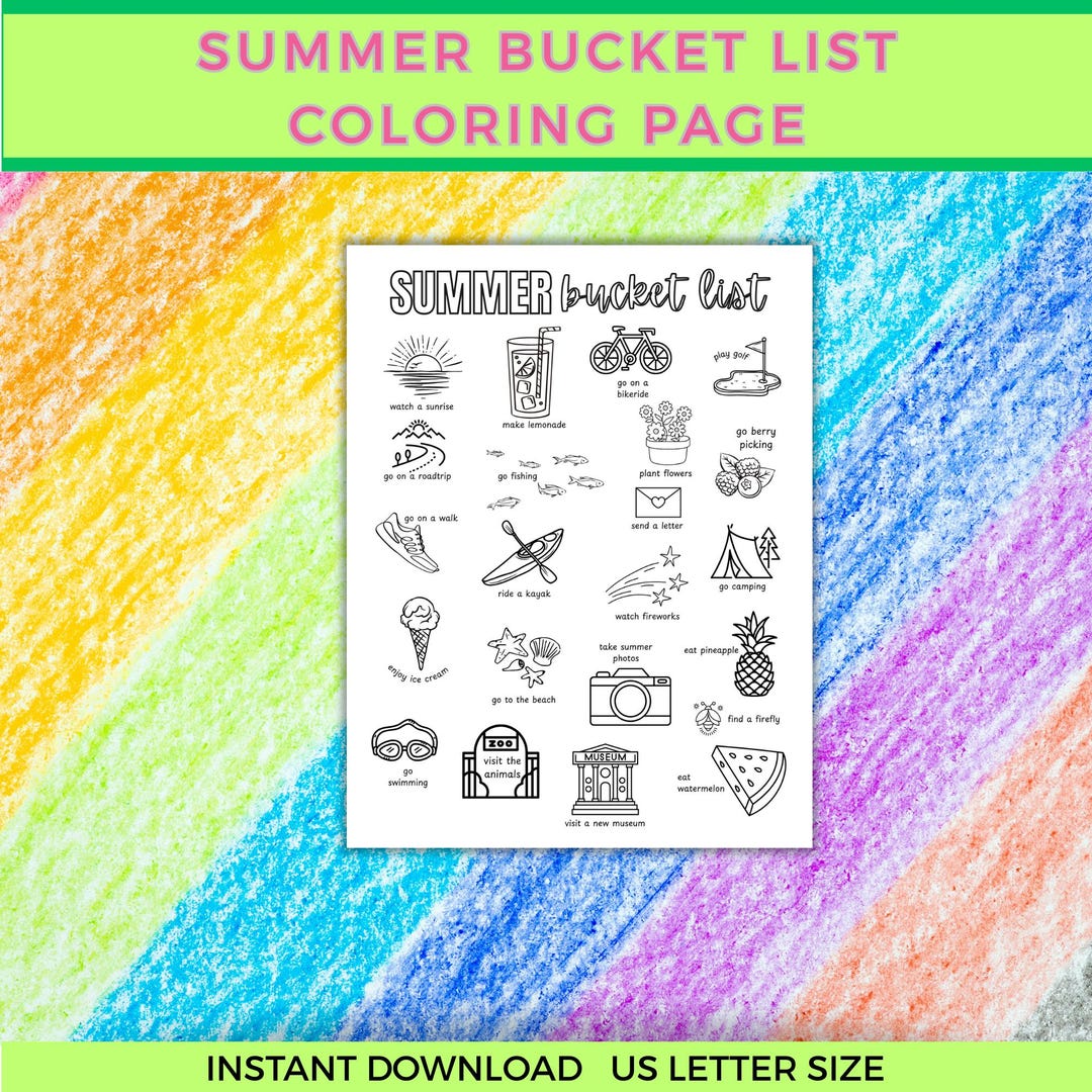 Summer Bucket List, Printable Summer, Summer Checklist, Bucket List for ...