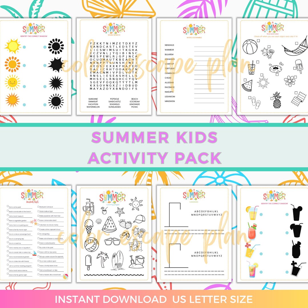 Summer Printable Activity Bundle With Coloring Pages, Maze, ISPY, Word ...
