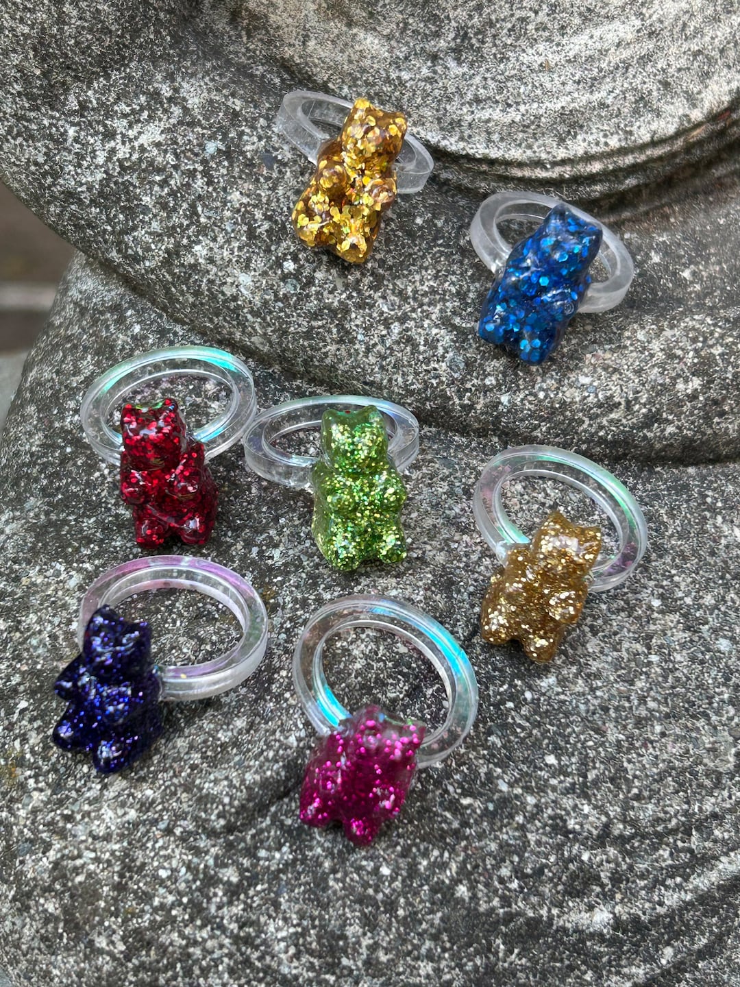 Disco Glitter Gummy Bear Ring - Etsy